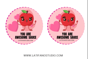 Free Applesauce valentine printable PDF tags