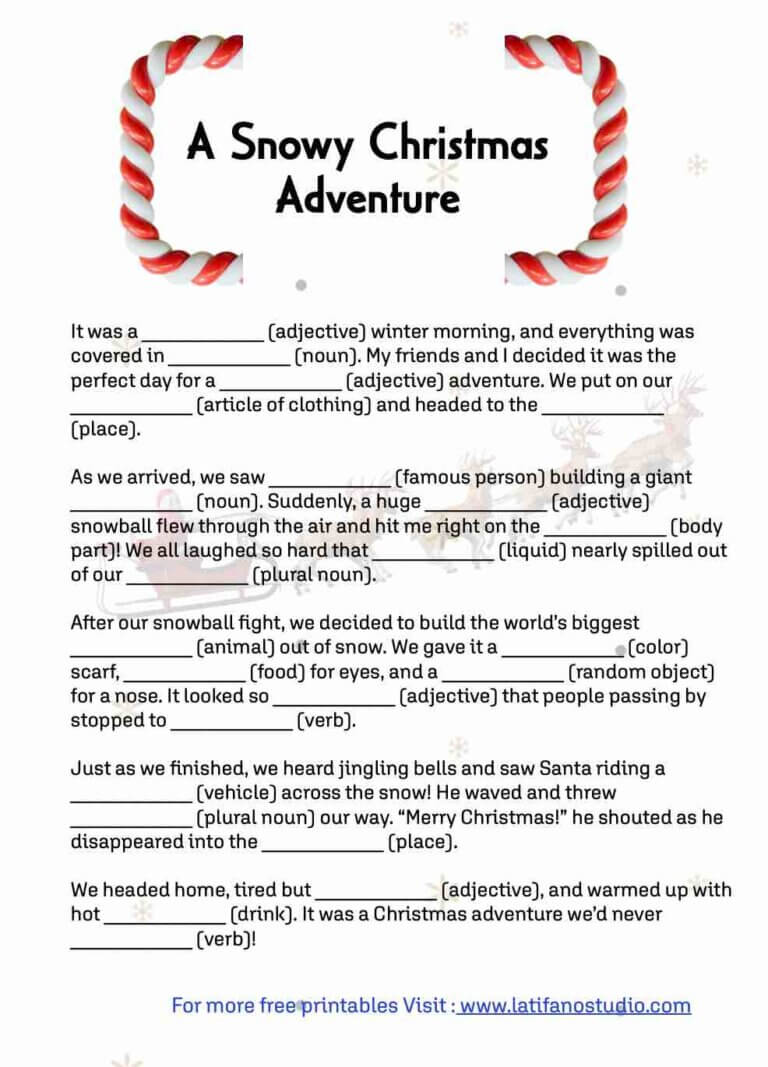 Collection of Free Christmas mad libs printable Instant download