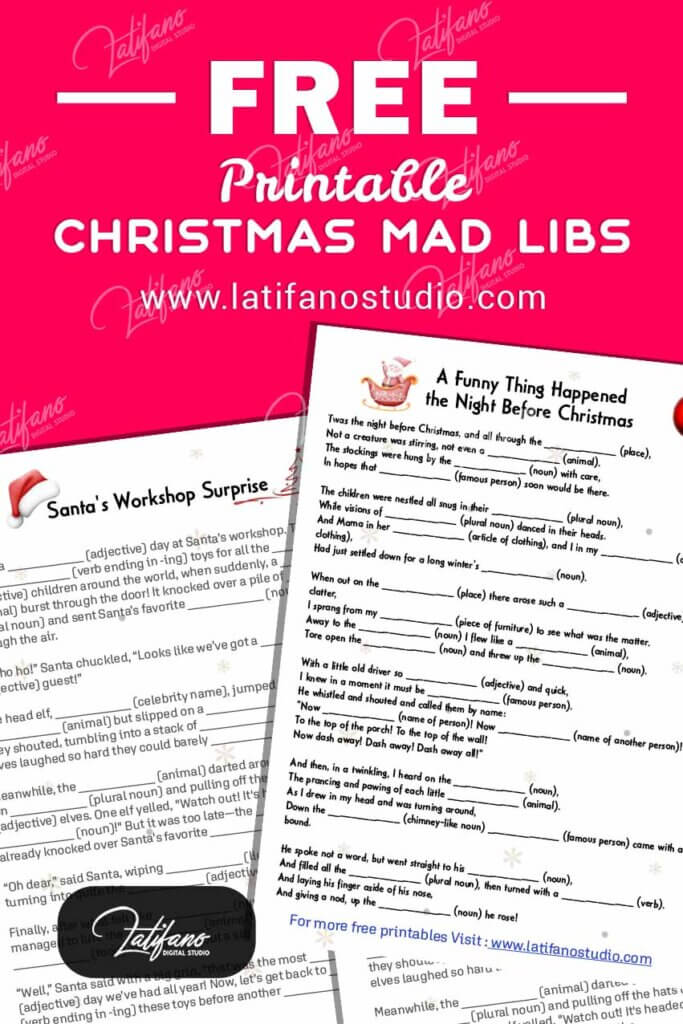 Collection of Free Christmas mad libs printable Instant download