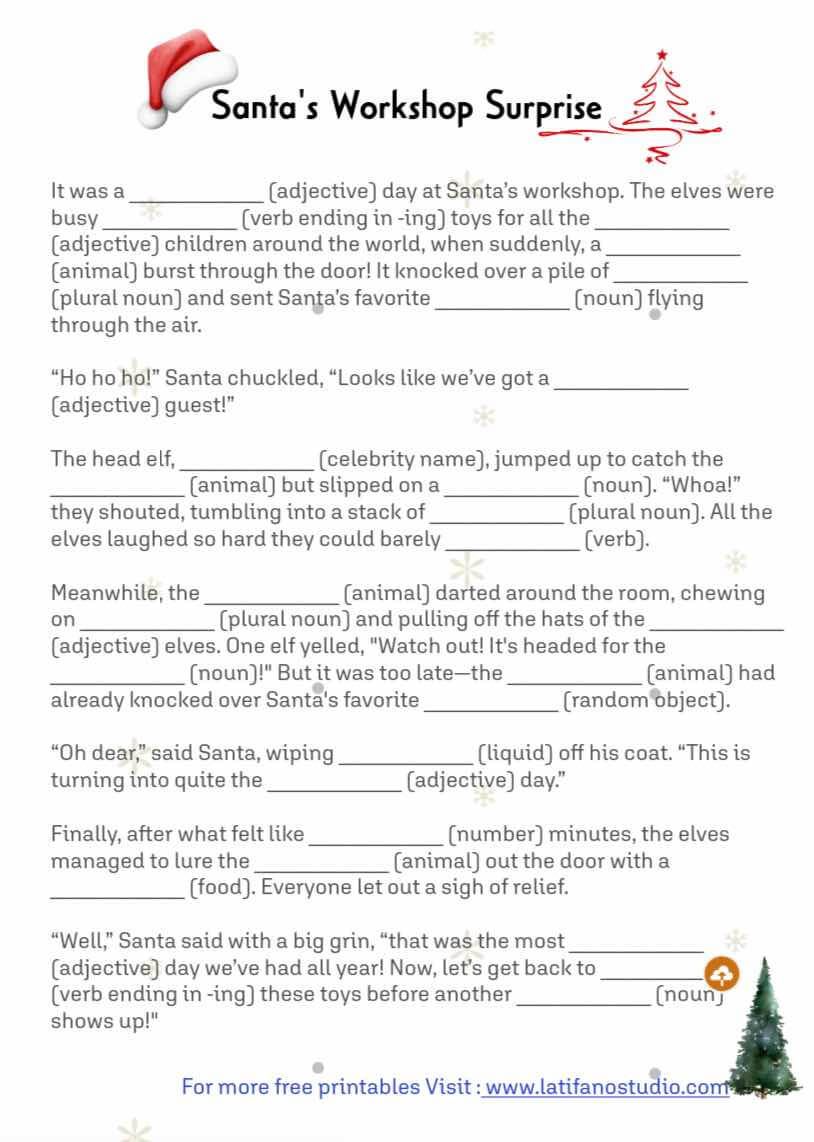 Collection of Free Christmas mad libs printable Instant download